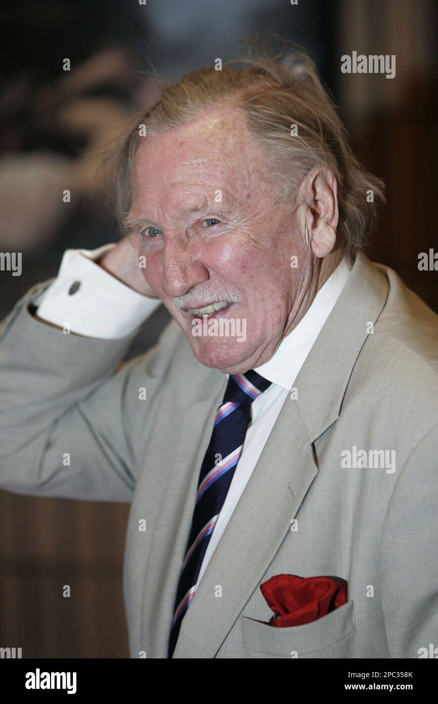 British actor Leslie Phillips arrives for the United Kingdom premiere ...