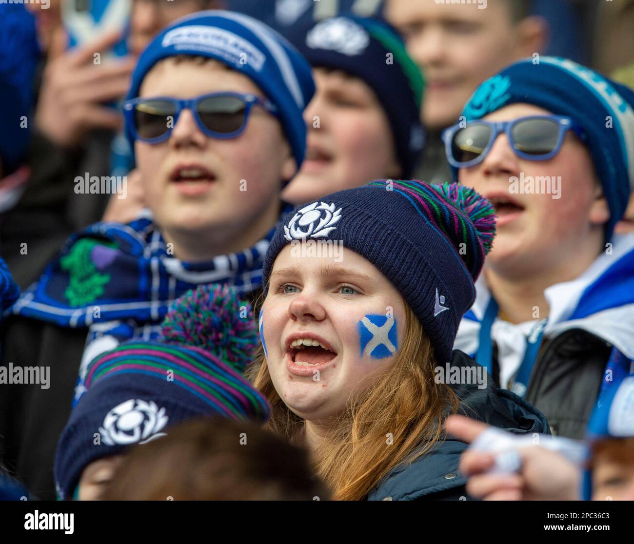 Guinness Six Nations 2023, UK. 12th Mar, 2023. fans sing the national ...