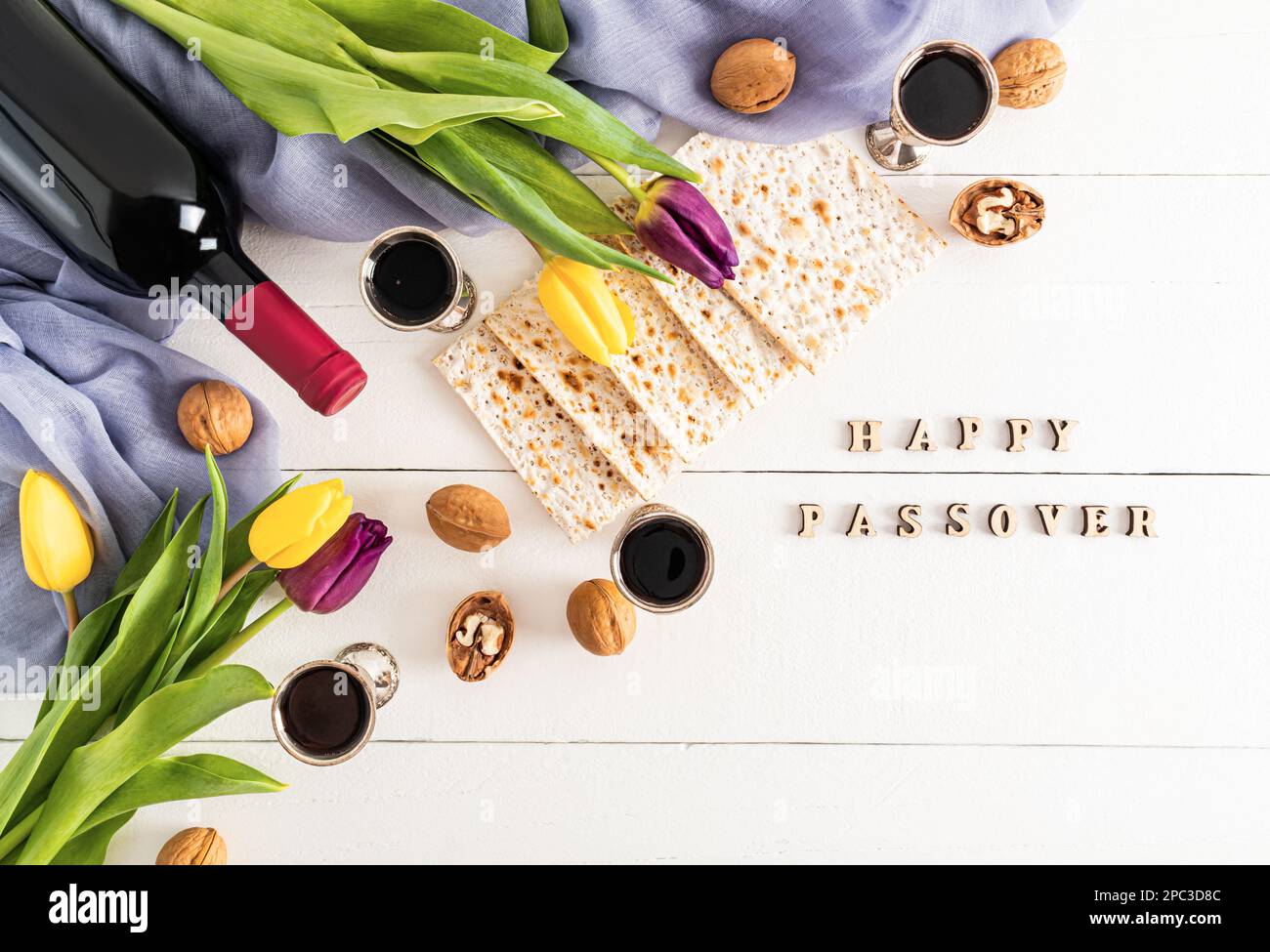 festive background with traditional treats for the jewish Passover ...