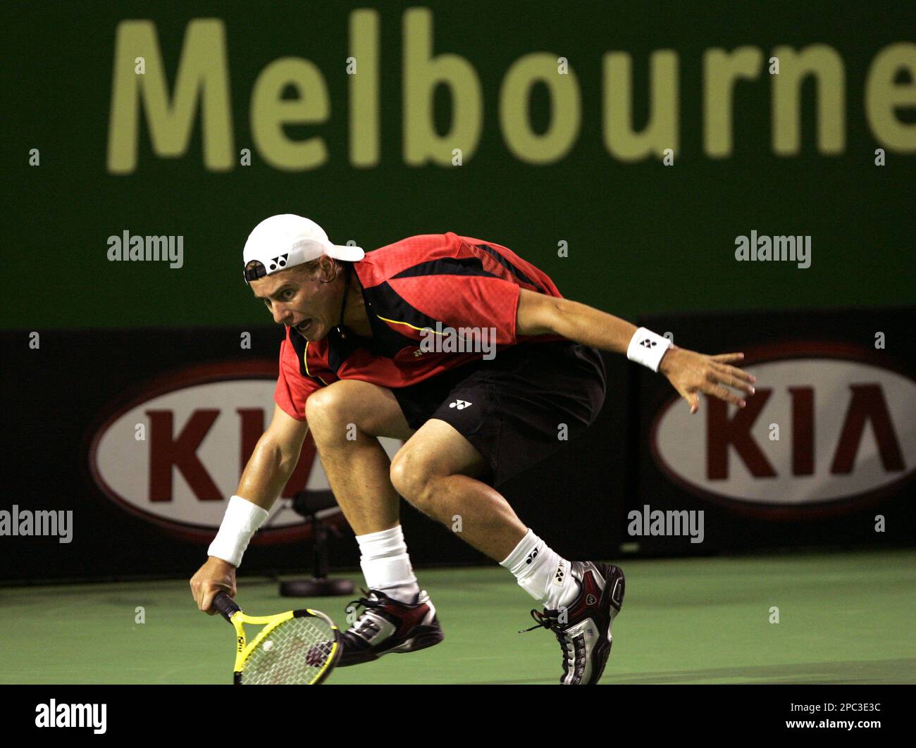 Australia's Lleyton Hewitt in action during his third round match ...