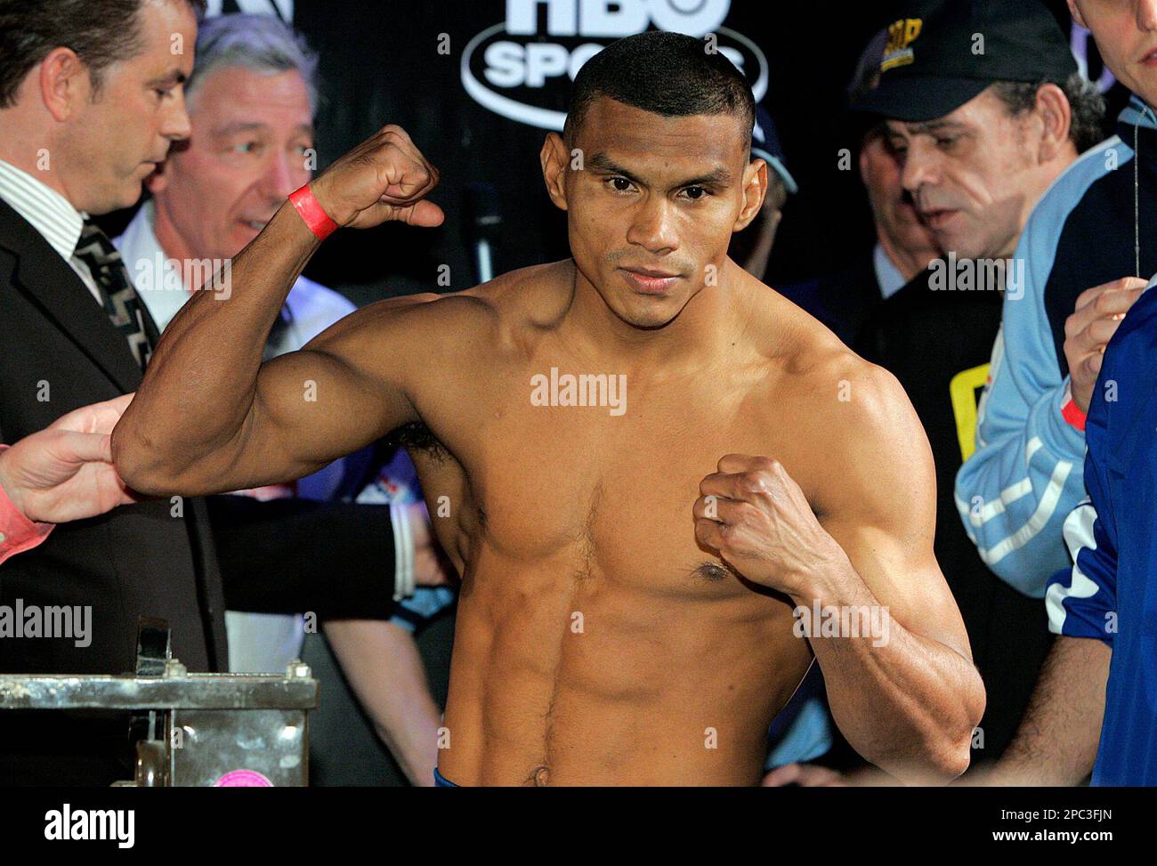 IBF Jr. welterweight champion Juan Urango, of Colombia, poses for ...