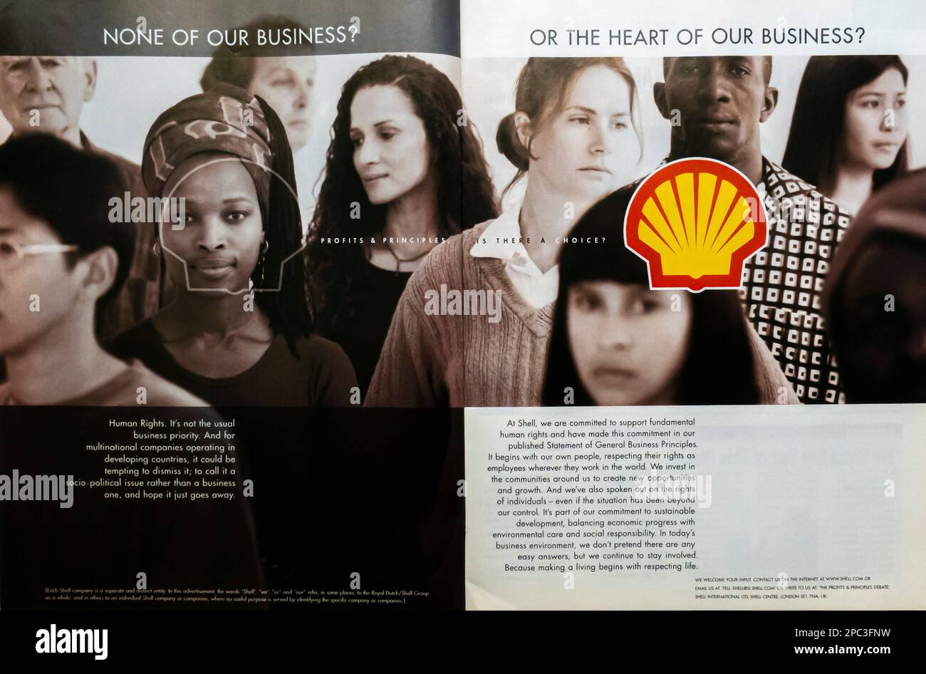 Shell human rights advert in Time magazine May 28, 2001 Stock Photo - Alamy