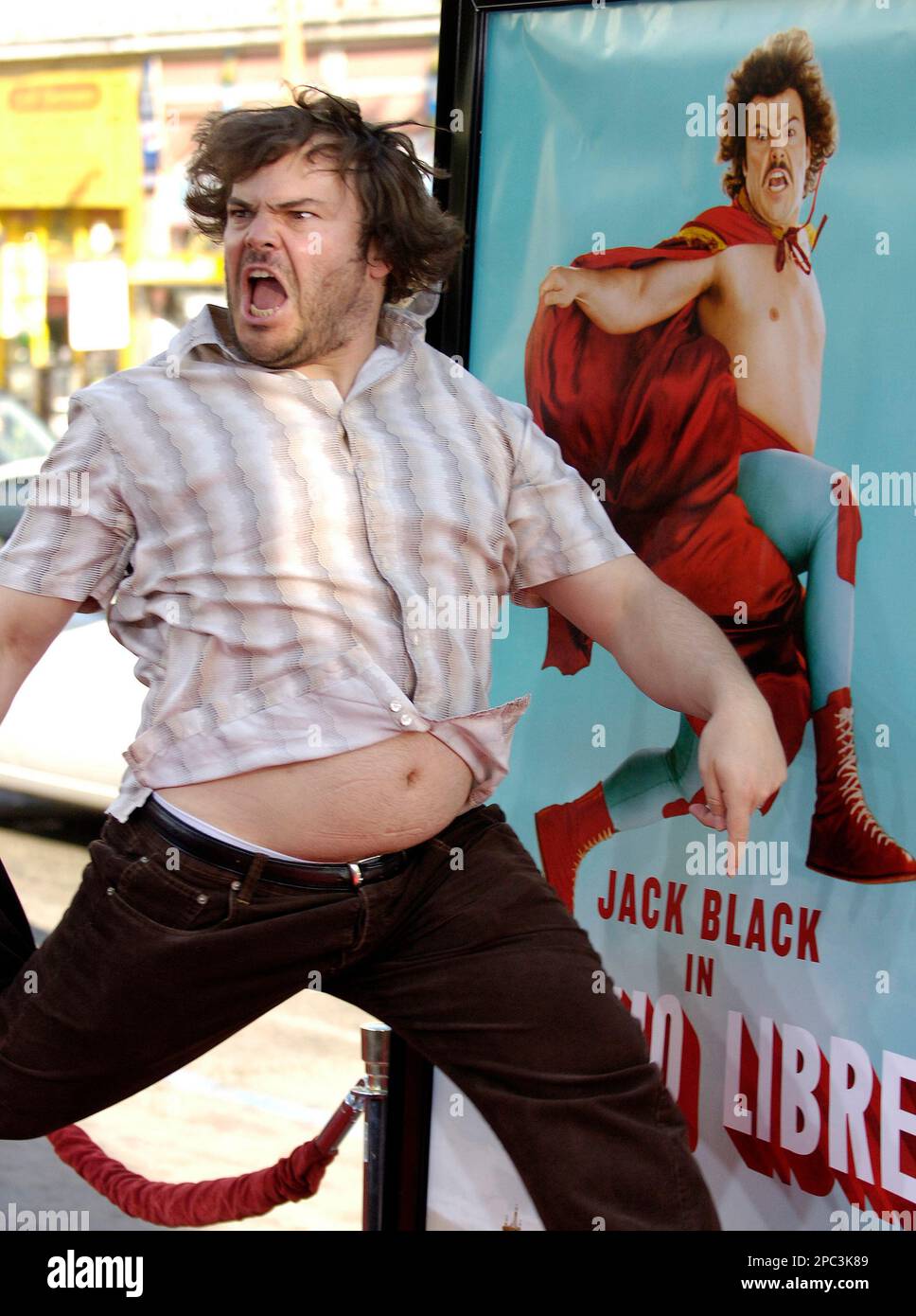 ** FILE **Jack Black, star of "Nacho Libre," leaps in front of the film ...