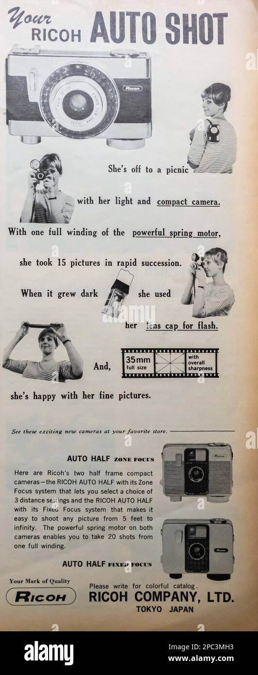 Ricoh auto shot compact camera advert in Life magazine June 15, 1964 ...
