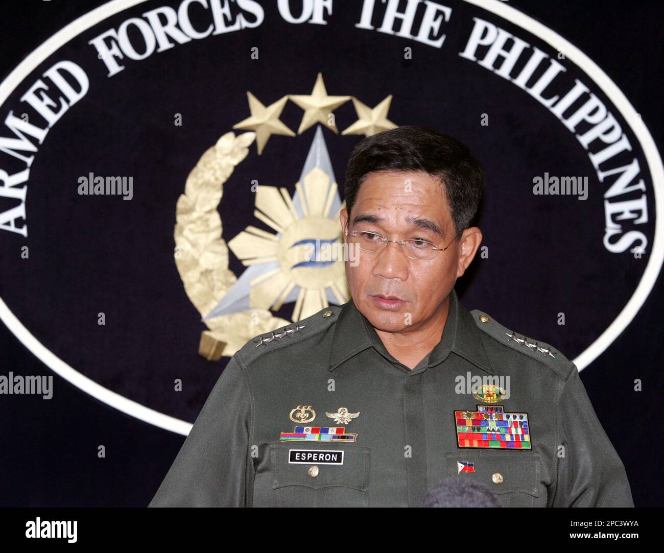 Philippine Armed Forces Chief Gen. Hermogenes Esperon Jr. announces the ...
