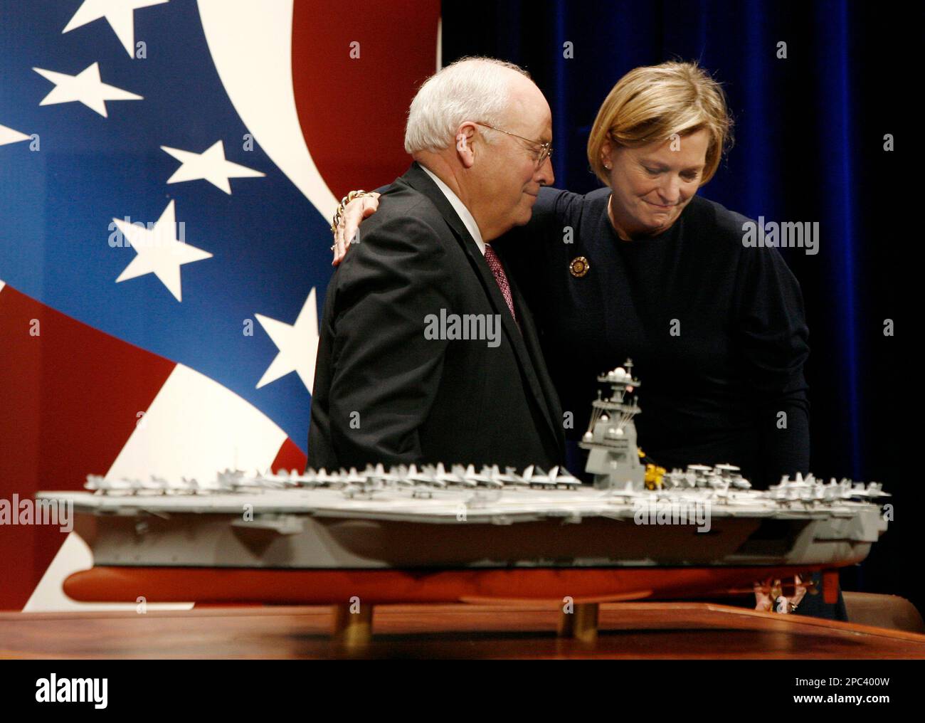 Vice President Dick Cheney, left, embraces Susan Ford Bales, the ...