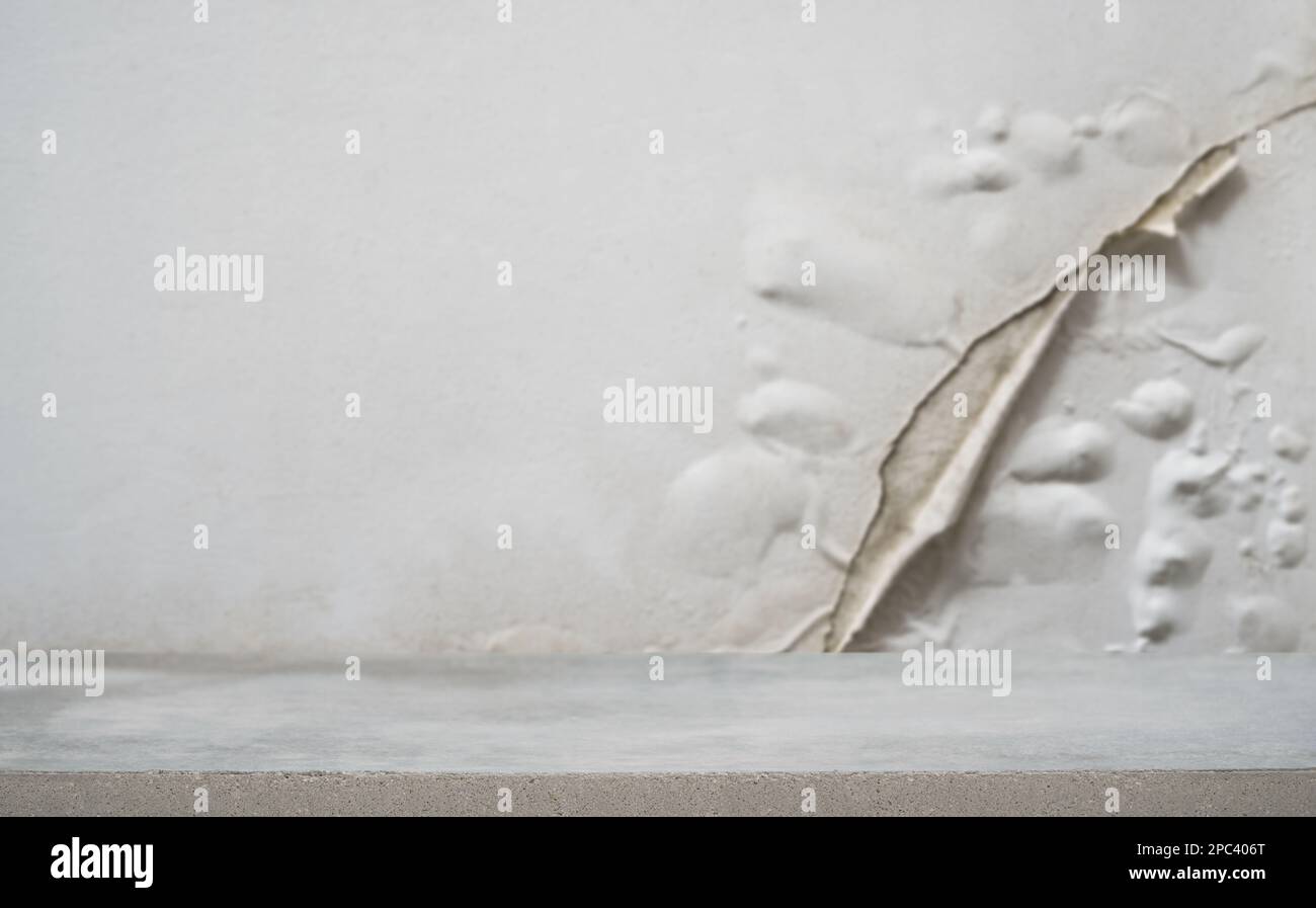 Concrete table top podium floor with problem of moisture acrylic ...