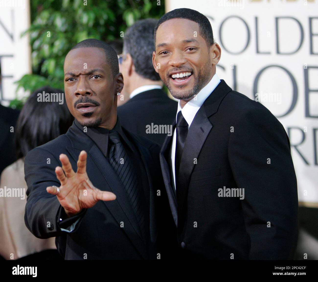 Eddie Murphy, left, and Will Smith arrive for the 64th Annual Golden ...