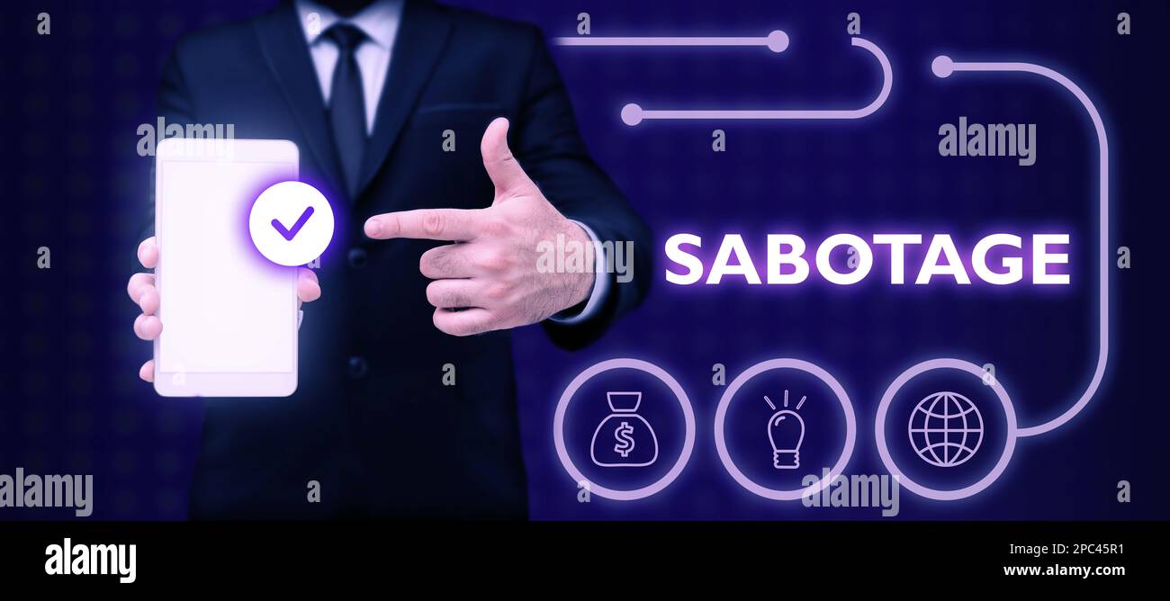 Conceptual display Sabotage. Business approach destruction of an ... Conceptual display Sabotage. Business approach destruction of an ...