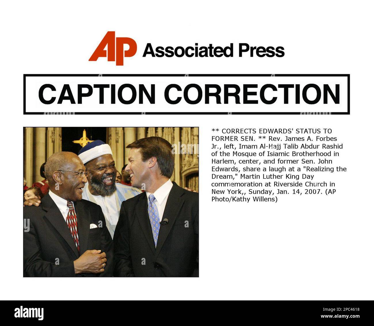 Rev. James A. Forbes Jr., left, Imam Al-Hajj Talib Abdur Rashid of the ...