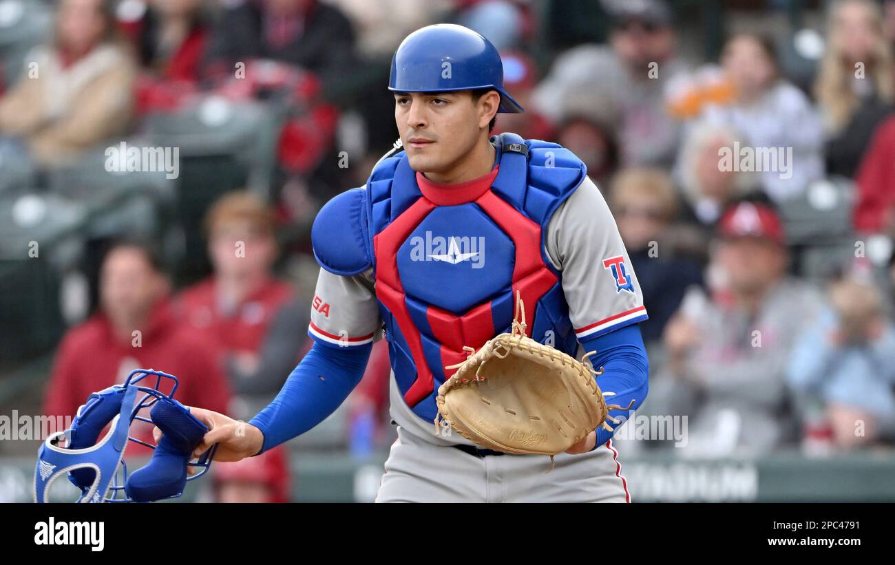 Louisiana Tech catcher Jorge Corona (11) against Arkansas during an ...