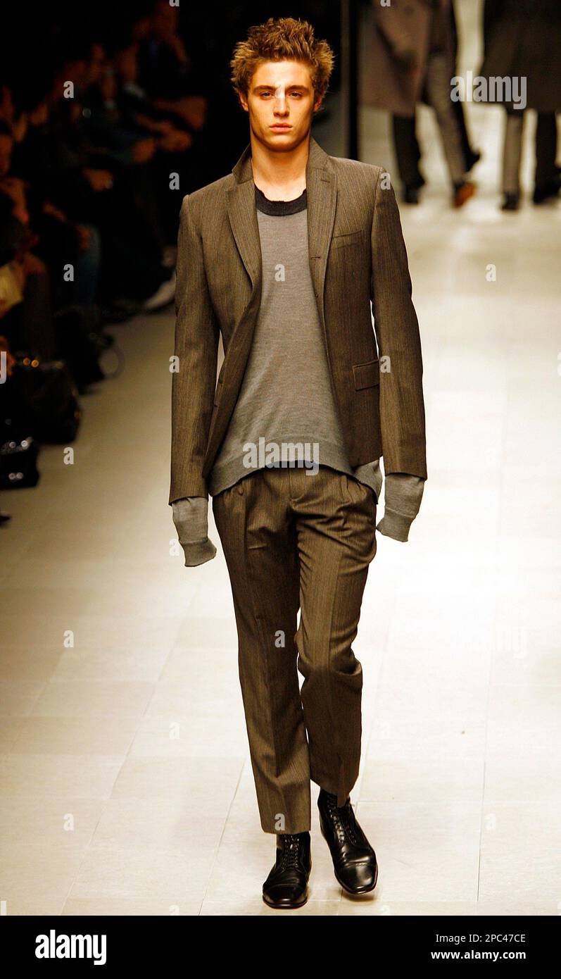 A model wears a creation part of the Burberry Prorsum Fall-Winter 2007 ...