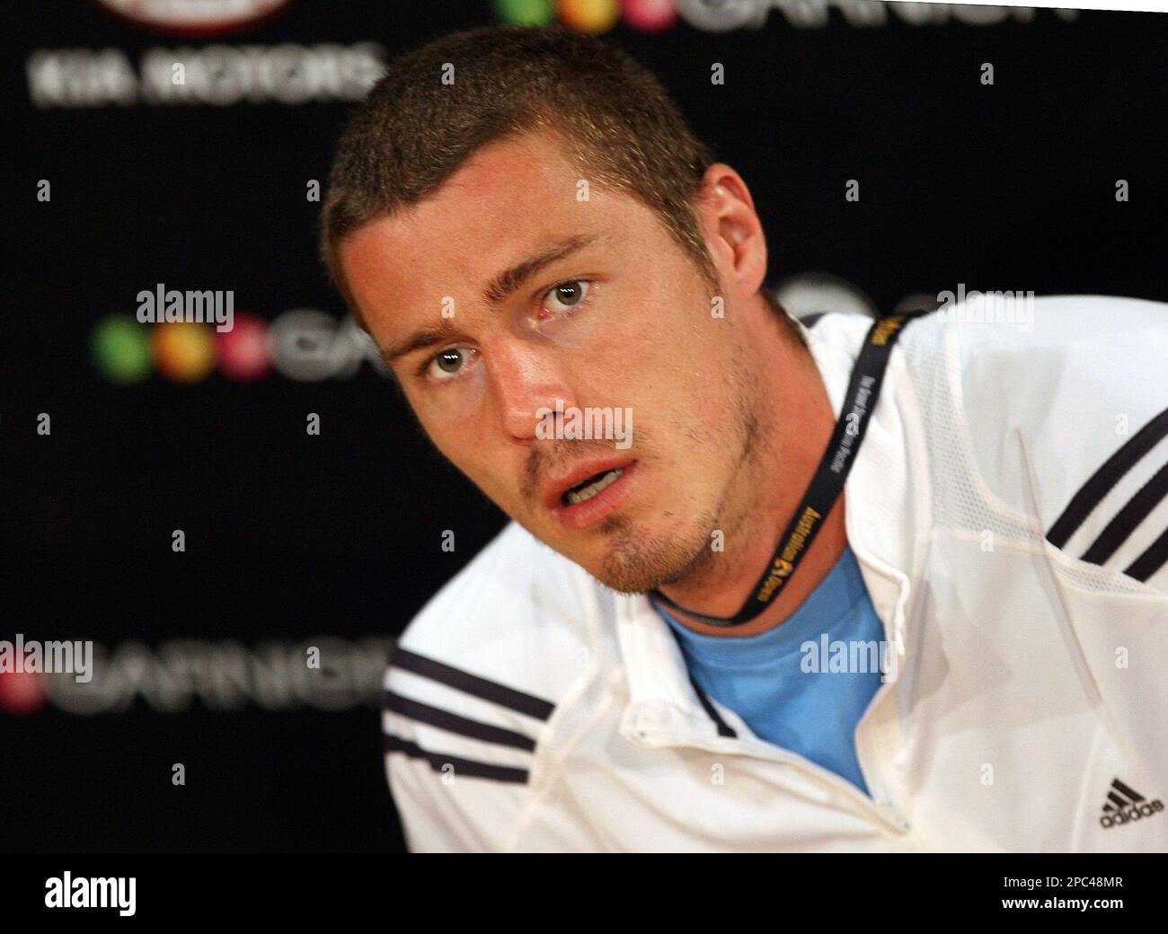 Russia's Marat Safin speaks during a press conference for upcoming ...