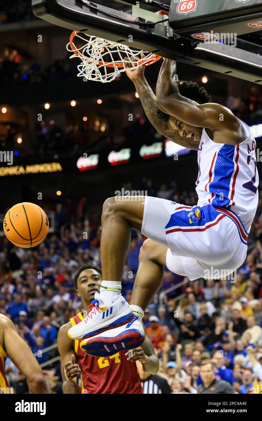 Kansas forward K.J. Adams Jr. (24) dunks the ball against Iowa State ...