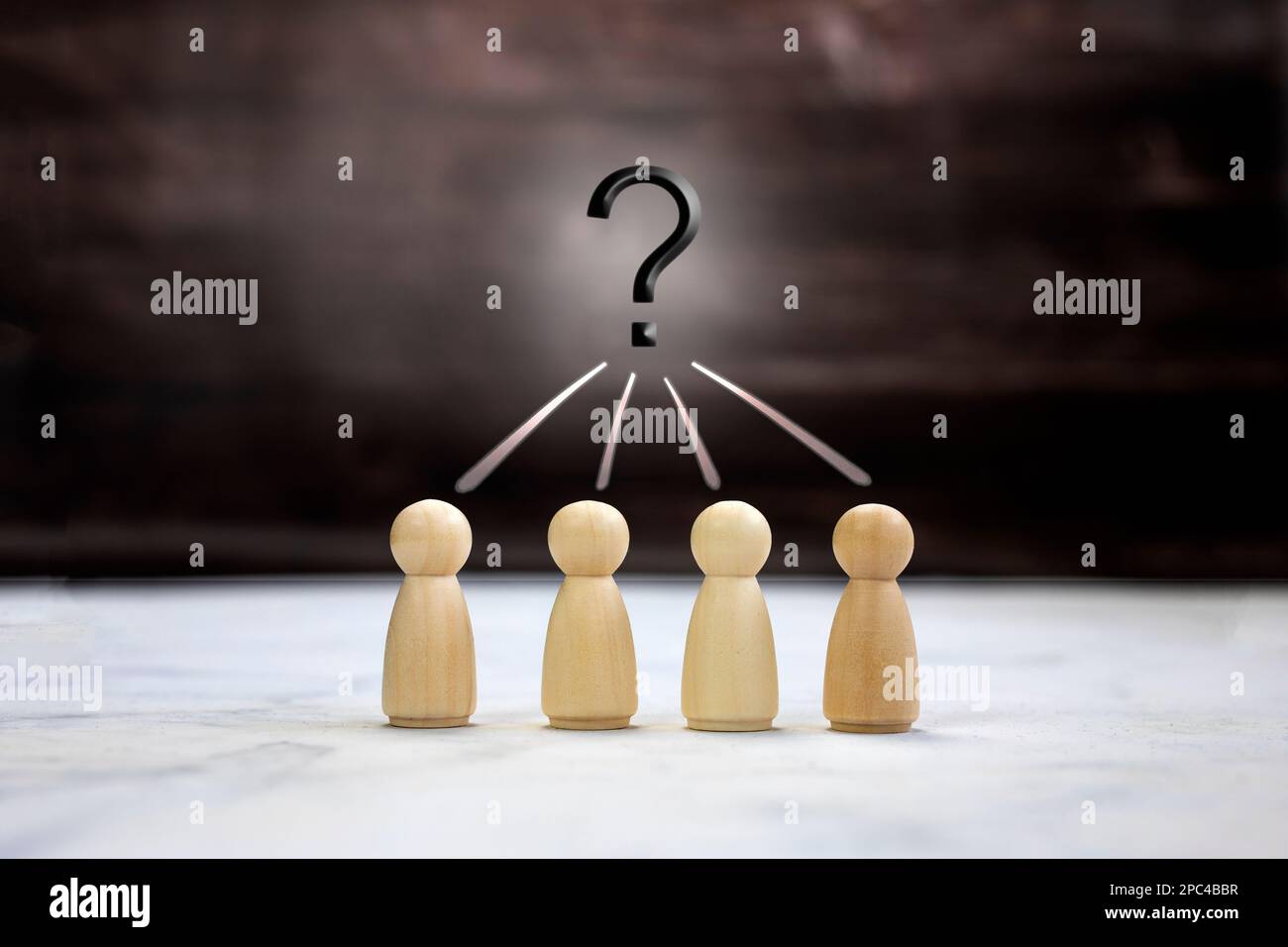 Team work, business Multiethnic group of thinking people with question ...