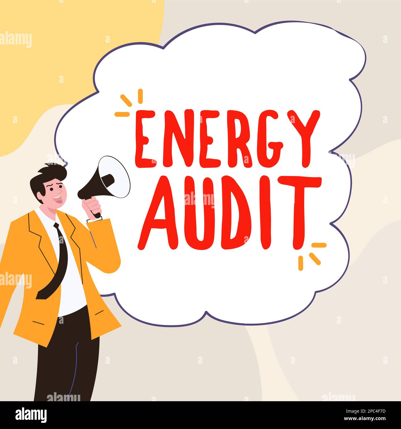 Text caption presenting Energy Audit. Concept meaning assessment of the ...