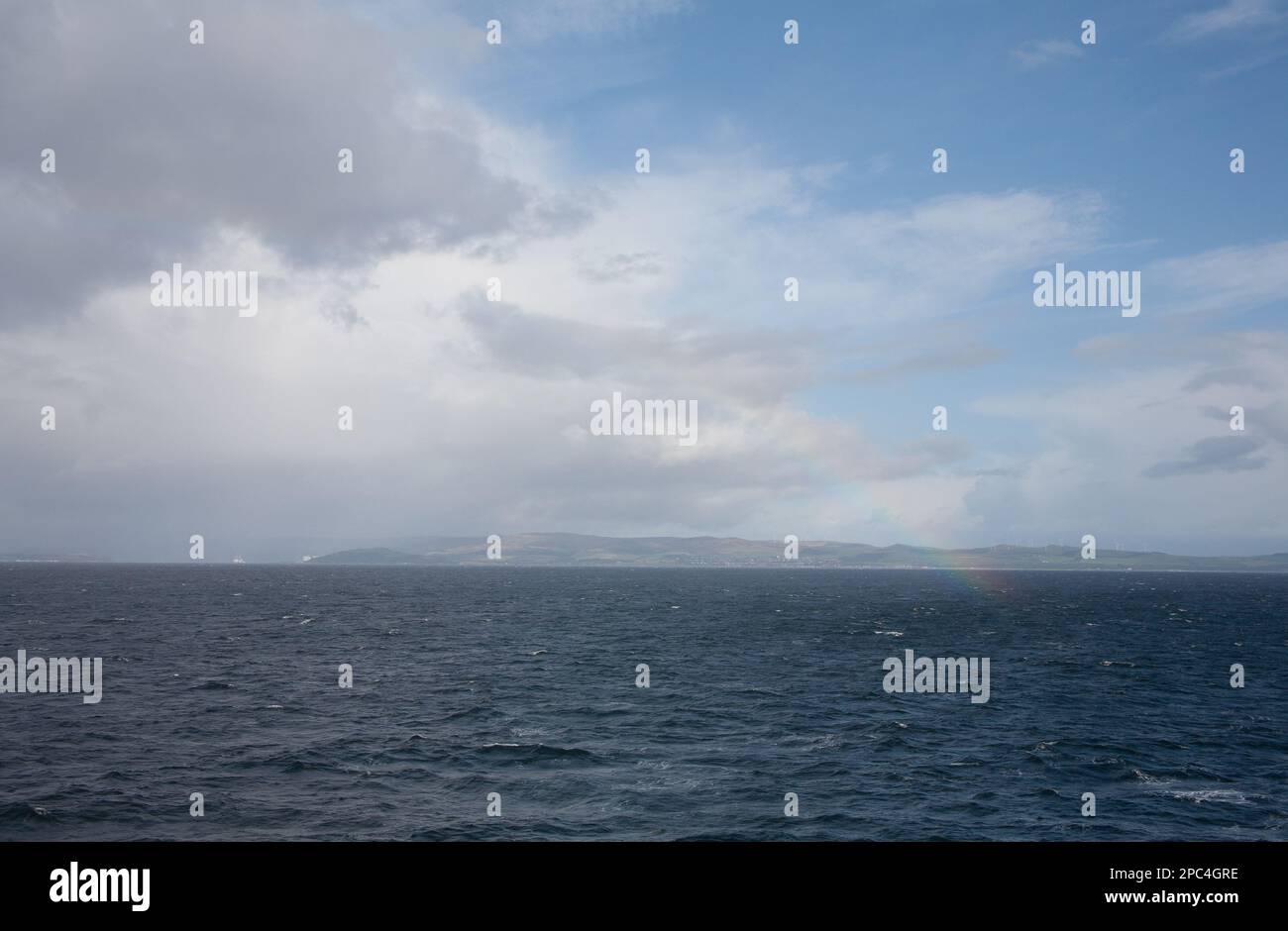 Rainbow The Forth of Clyde viewed from the ferry Caledonian Isles travelling between Brodick on ...
