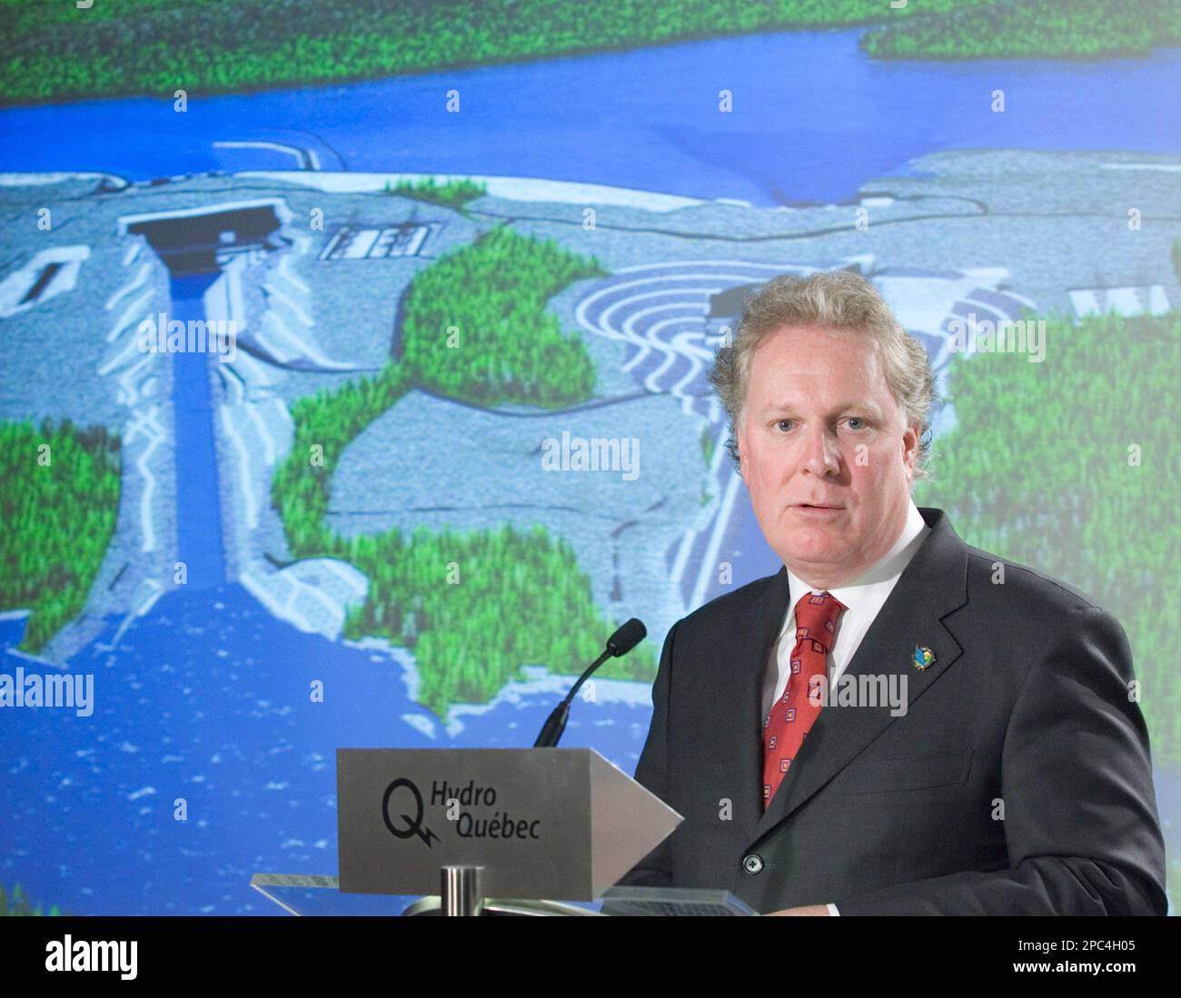 Quebec Premier Jean Charest announces the beginning of construction of ...