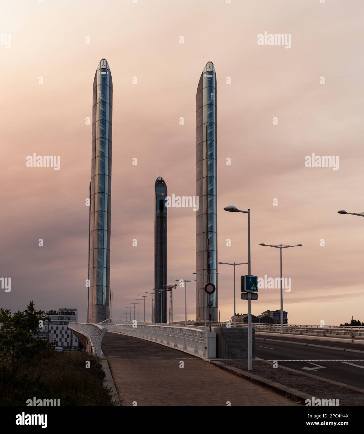 Bordeaux, France, 18 July 2022: Pont Jacques Chaban-Delmas at sunset ...