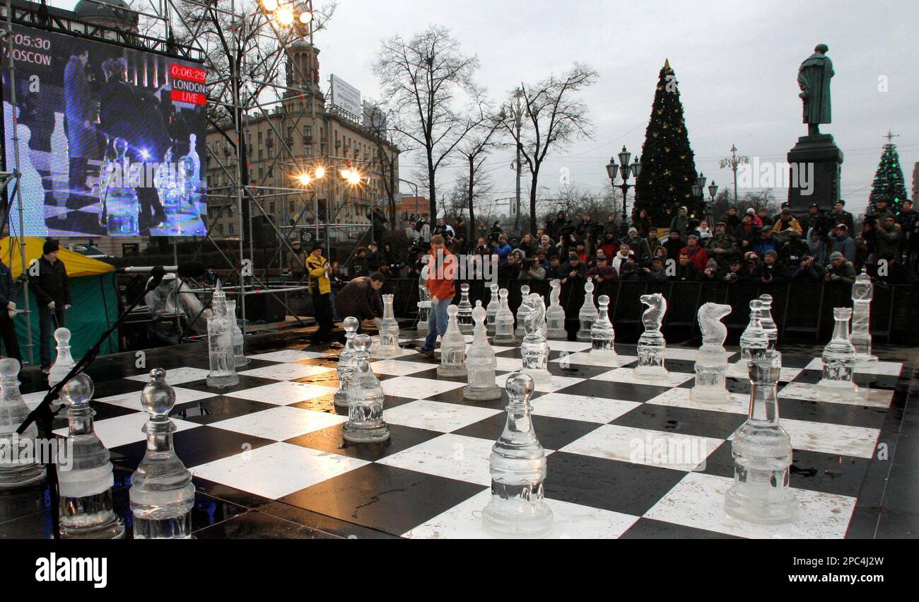 Giant ice chess pieces are moved at a 64 sq meter (688.9 sq. feet ...