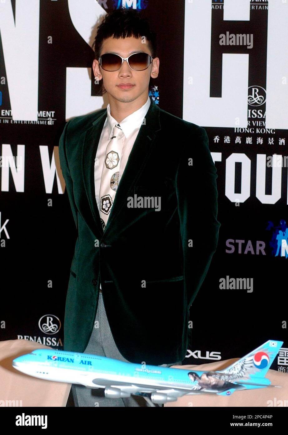 South Korean pop star Rain attends a press conference in Hong Kong to ...