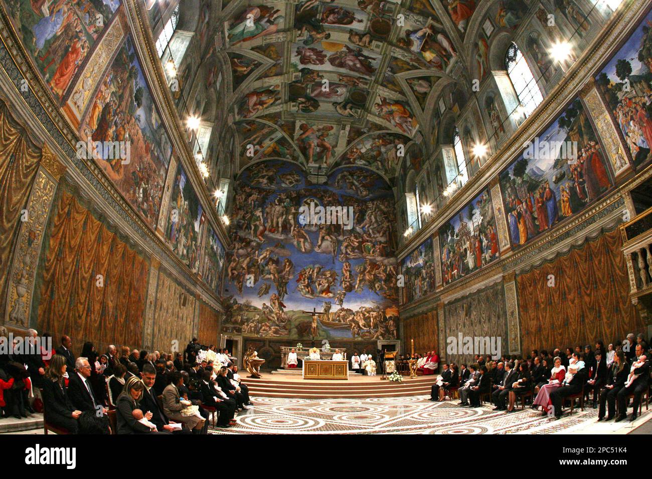 A view of the Sistine Chapel at the Vatican, during a baptizing ...