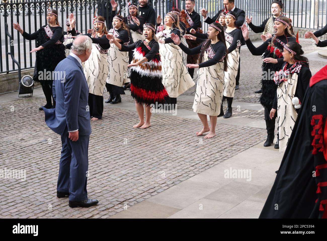 King Charles III stops to watch members of the Ngati Ranana London ...