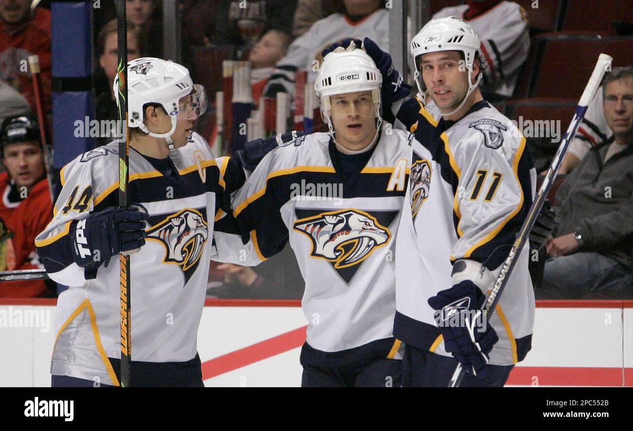 Nashville Predators' Kimmo Timonen (44), of Finland, and David Legwand ...