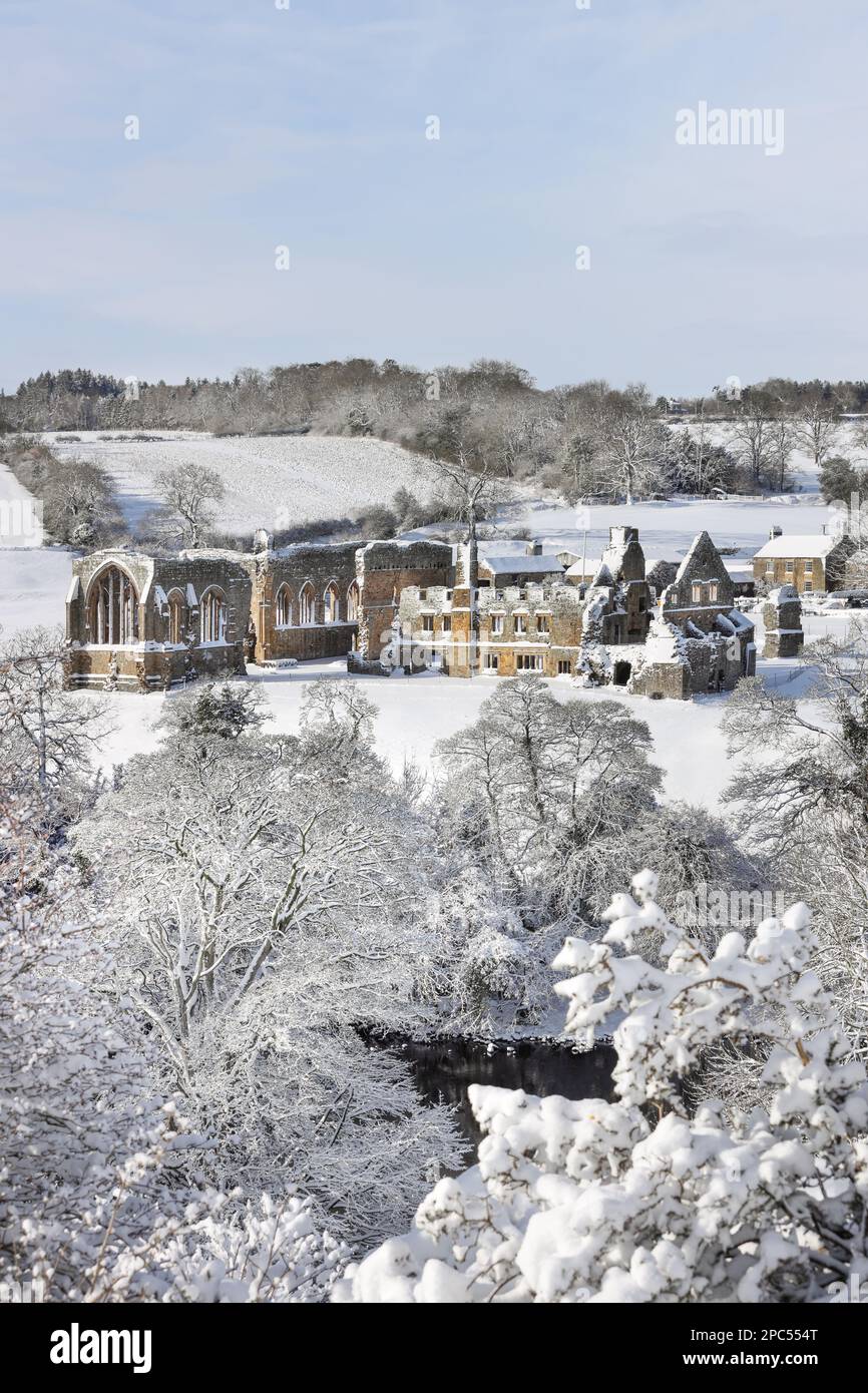 Egglestone Abbey Winter Scene, Barnard Castle, Teesdale, County Durham ...
