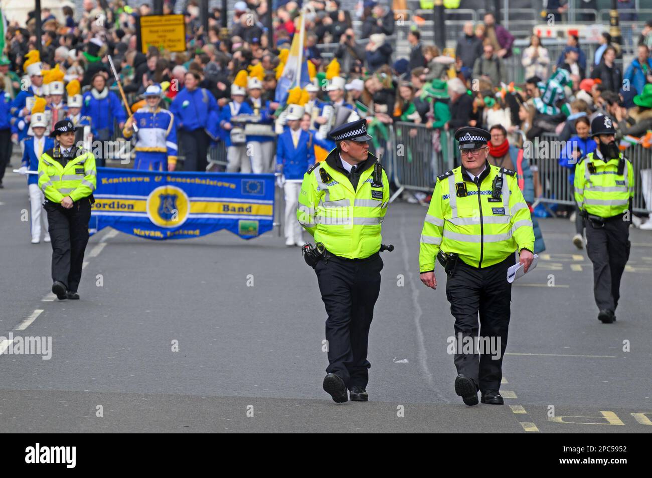 London, England, UK. Metropolitan police offers policing the St Patrick ...