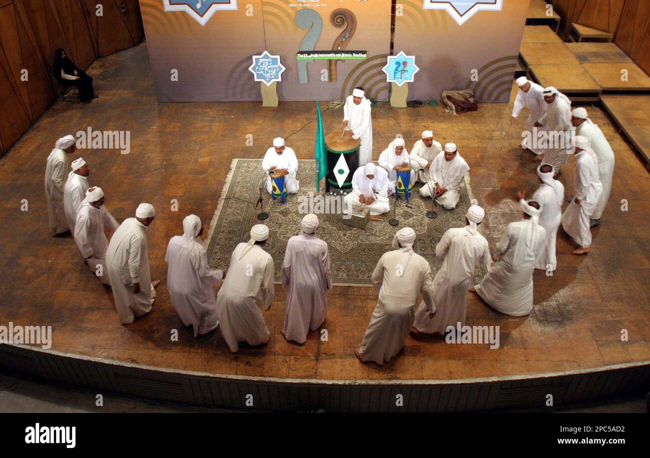 Iranian dancers of Liva group from Khark island in Persian gulf perform ...