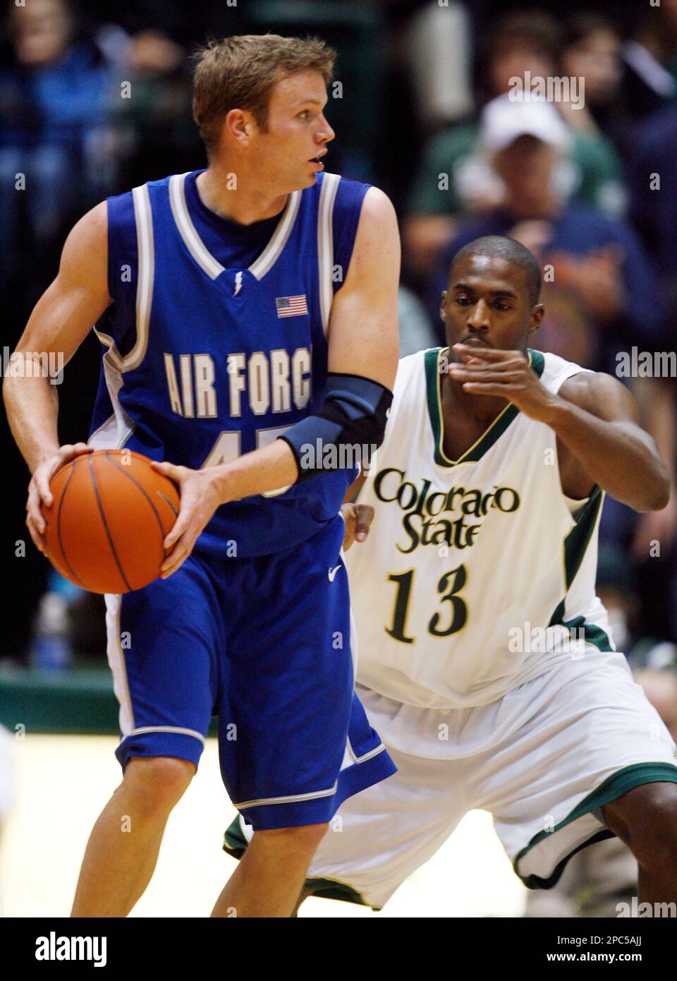 Air Force center Nick Welch works the ball inside against Colorado ...