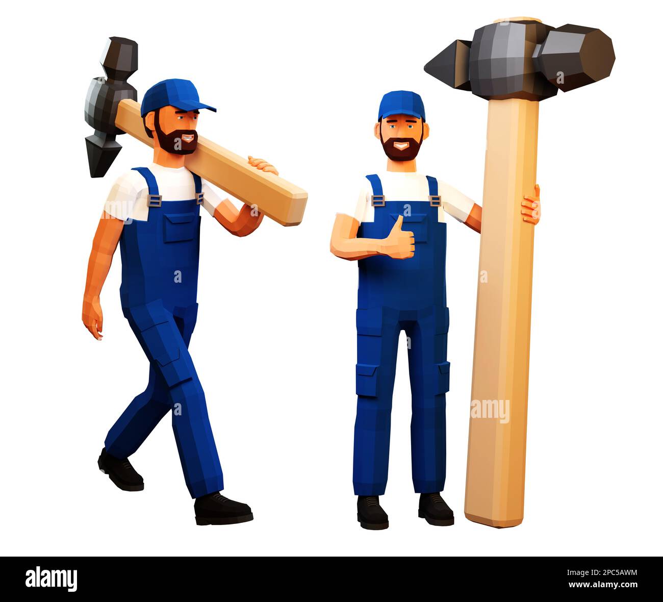 Cartoon carpenter construction guy hammer hi-res stock photography and ...