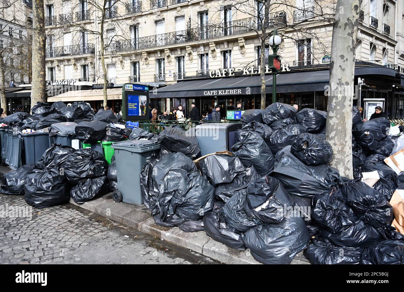 Paris, France. 13th Mar, 2023. Illustration of the garbage overflowing ...