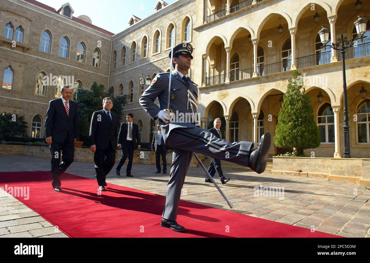 Turkish Prime Minister Recep Tayyip Erdogan, left, and Lebanese Prime ...