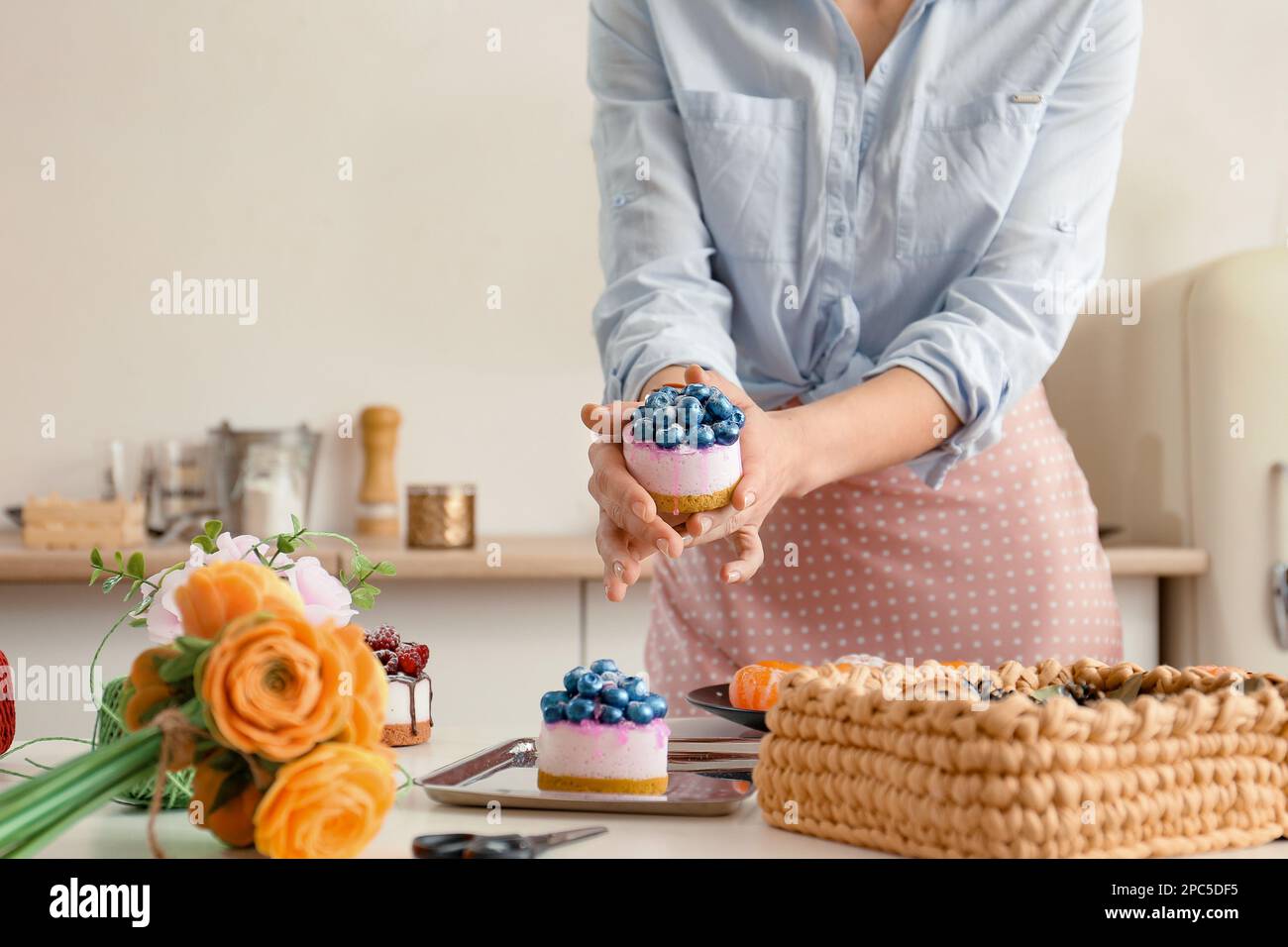 Handmade soap. Home made soap look like cake with berries on light ...