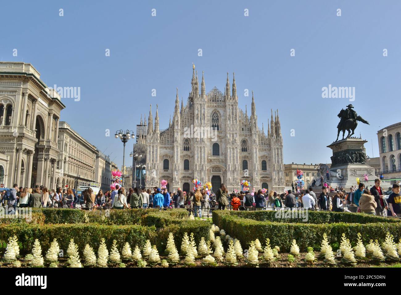 Panoramic view of the Duomo square of Milan during the traditional ...