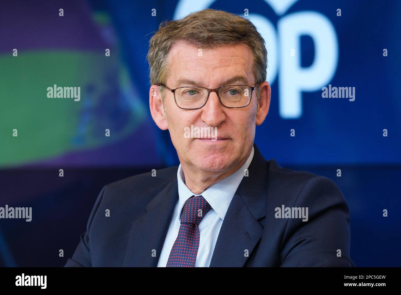 President of the Popular Party, Alberto Nuñez Feijoo seen during the ...