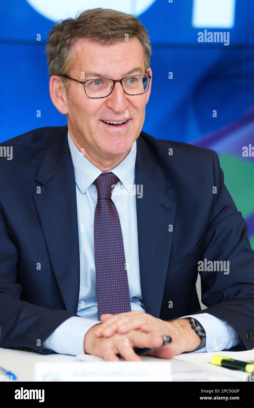 President of the Popular Party, Alberto Nuñez Feijoo seen during the ...