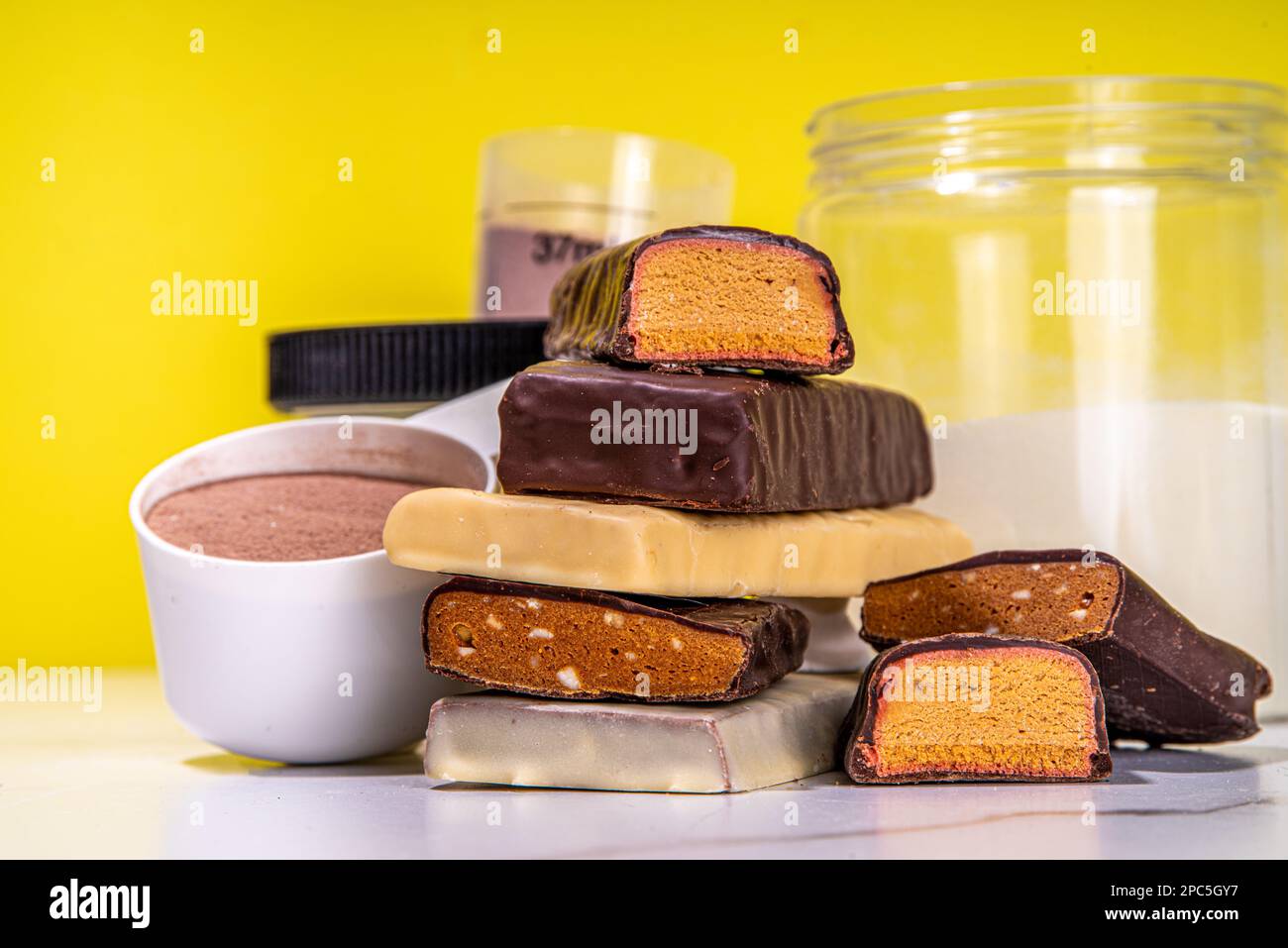 Set of various energy protein bar. Different taste of protein bars and ...