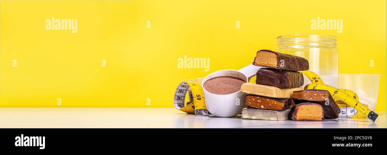 Set of various energy protein bar. Different taste of protein bars and ...