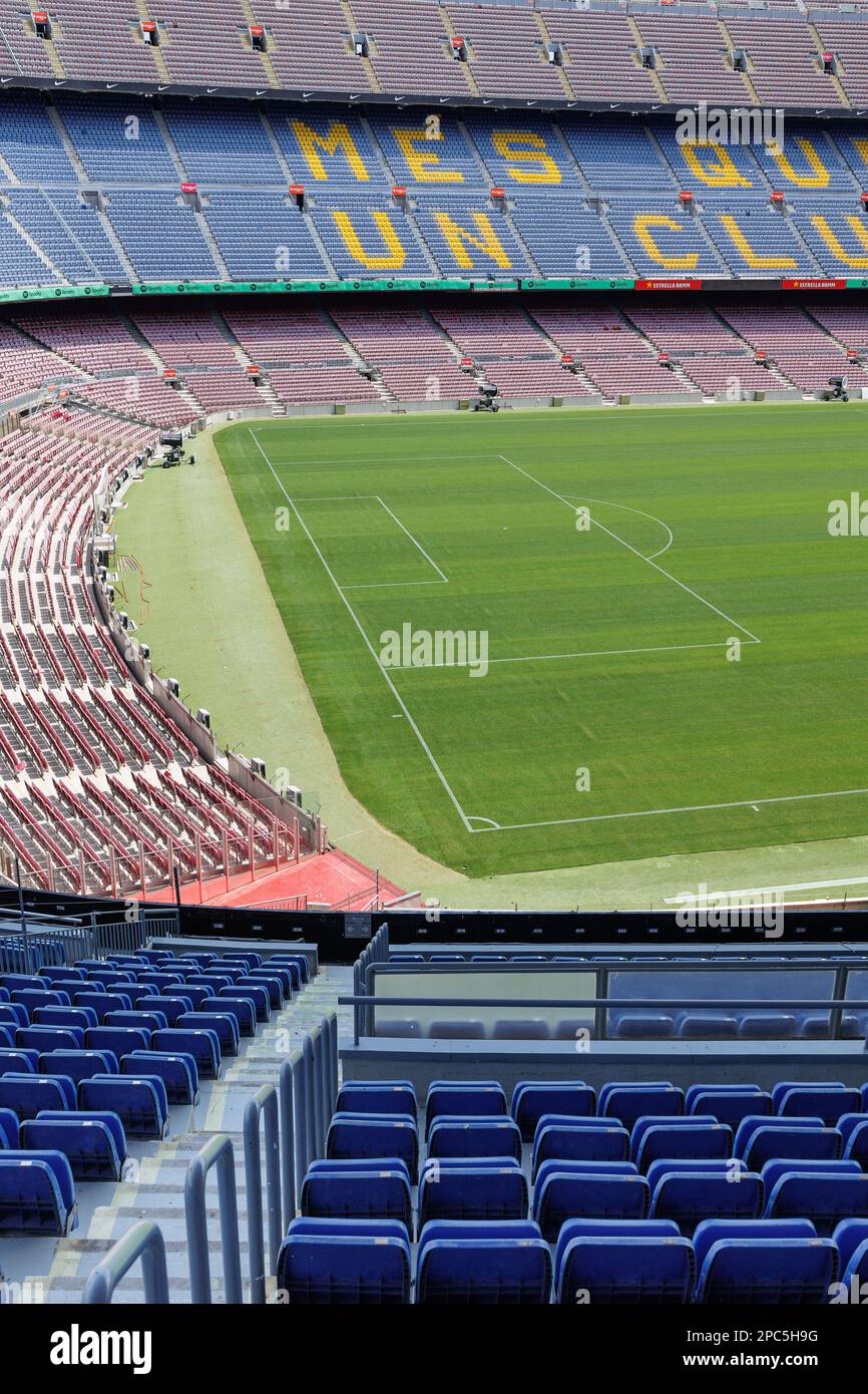 View from the highest Seats of the F.C. Barcelona Soccer Stadium, Camp ...
