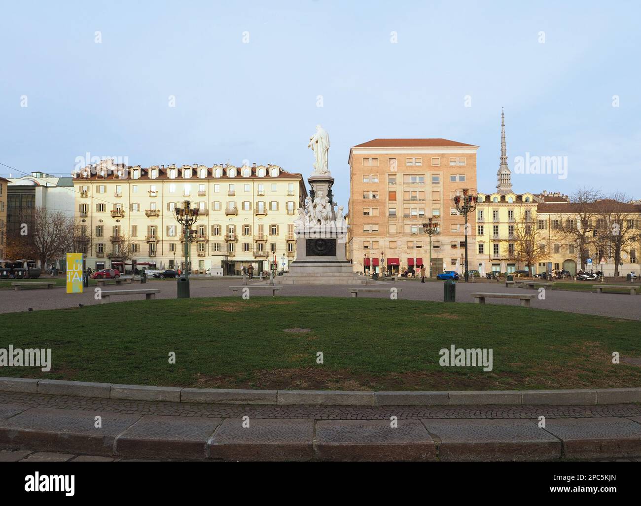 TURIN, ITALY - CIRCA JANUARY 2023: Piazza Carlina square with Camillo ...