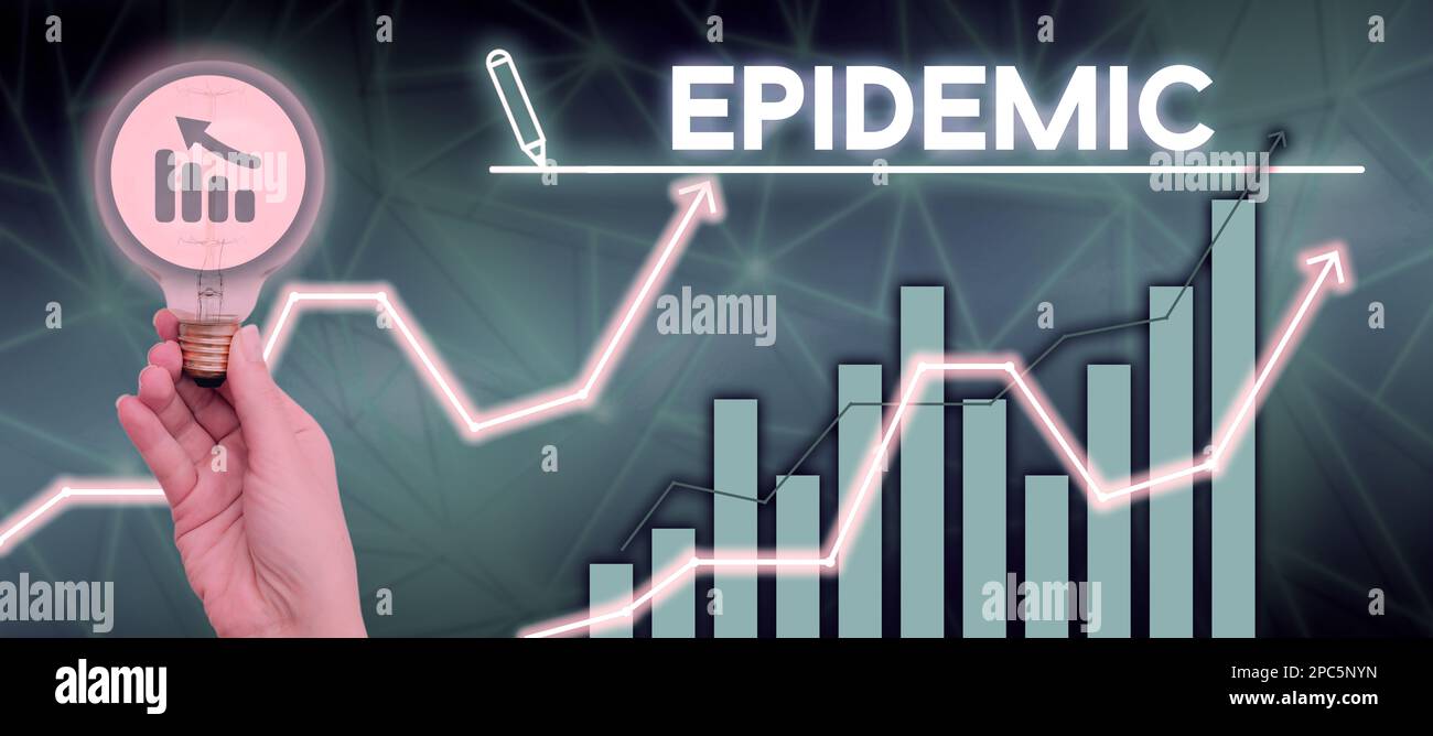 Writing displaying text Epidemic. Word for Widespread occurrence of an ...