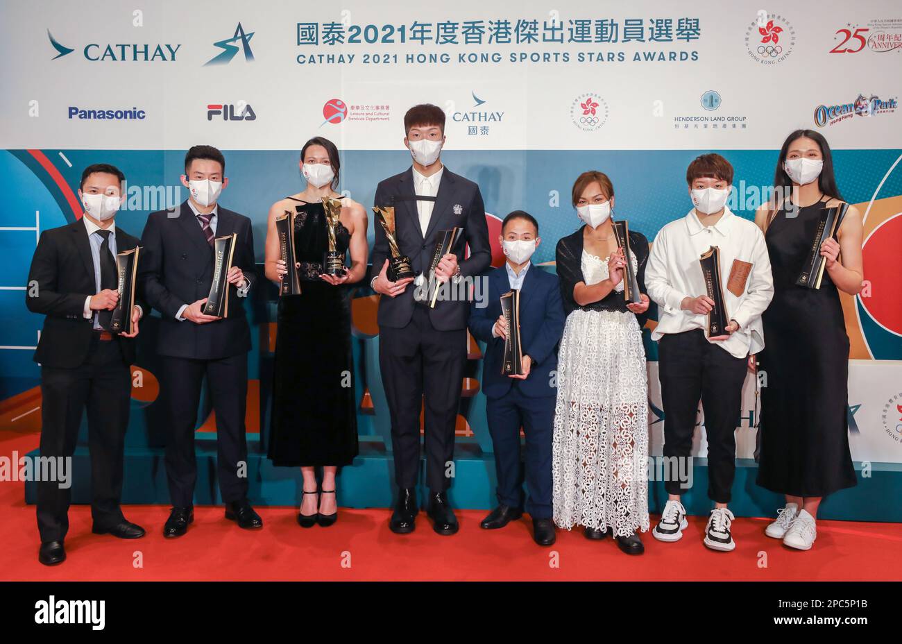 CATHAY 2021 HONG KONG SPORTS STARS AWARDS winners from left: LAU Chi ...