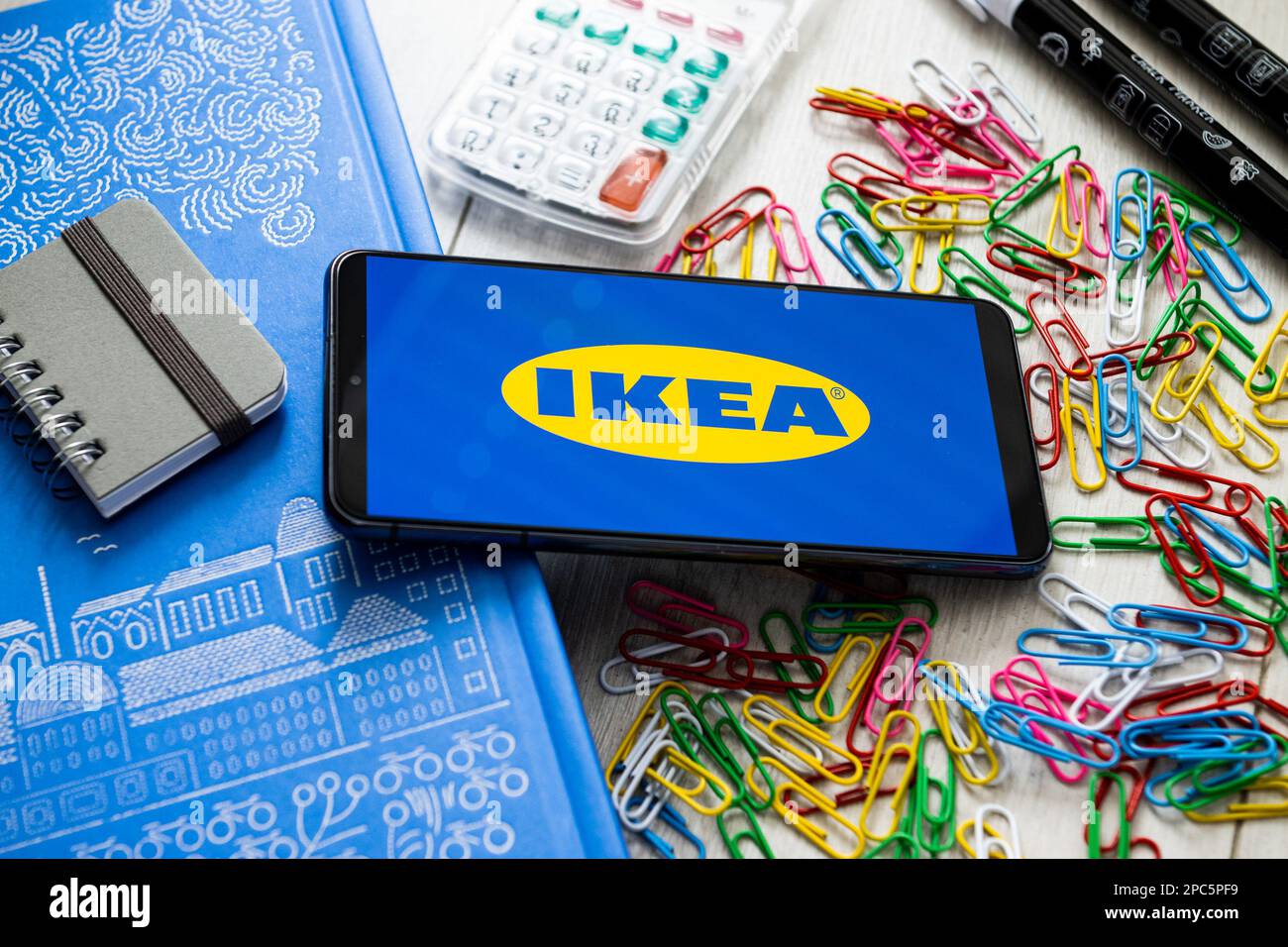 In this photo illustration a Ikea logo seen displayed on a smartphone ...