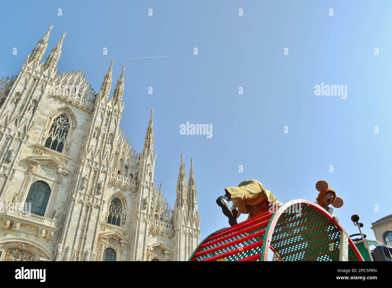 Carnival festivity celebration in the Duomo square. Characters of ...