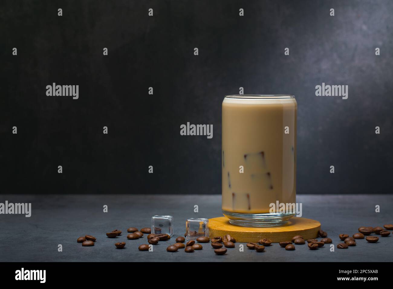 Glass of a iced coffee . Cold brew coffee drink with ice. Copy space ...