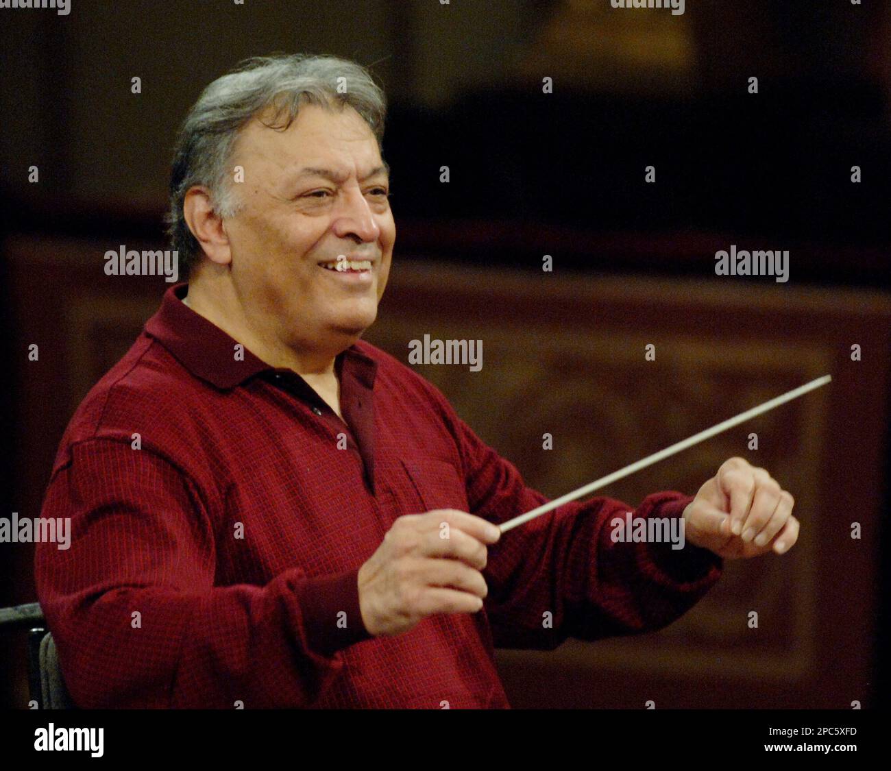 Maestro Zubin Mehta conducts the Vienna Philharmonic Orchestra during a ...
