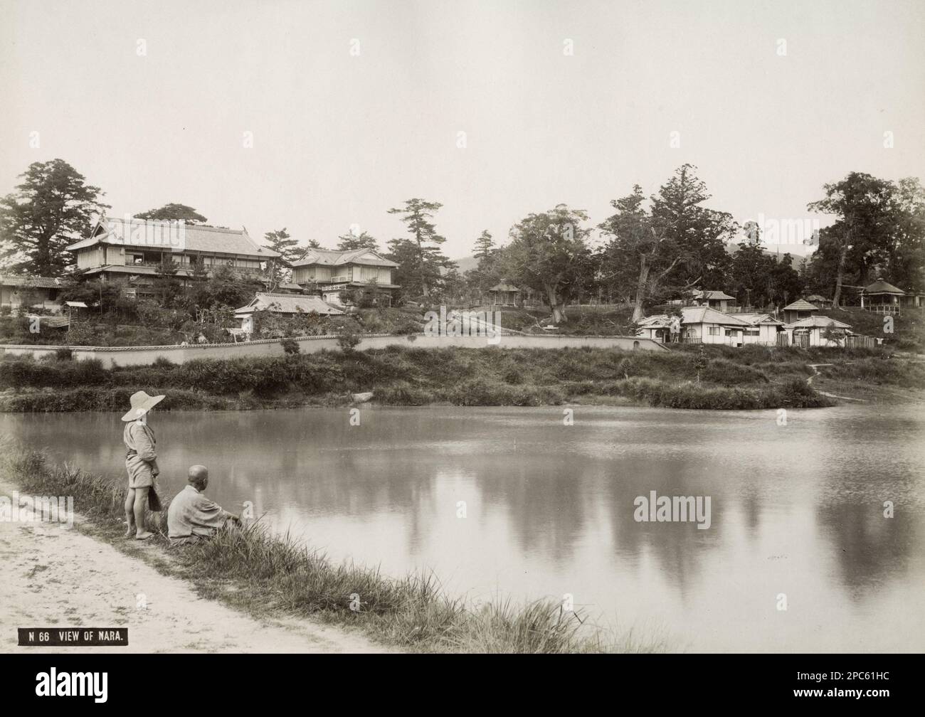 19th c. vintage photo Japan: pond at Nara Stock Photo - Alamy